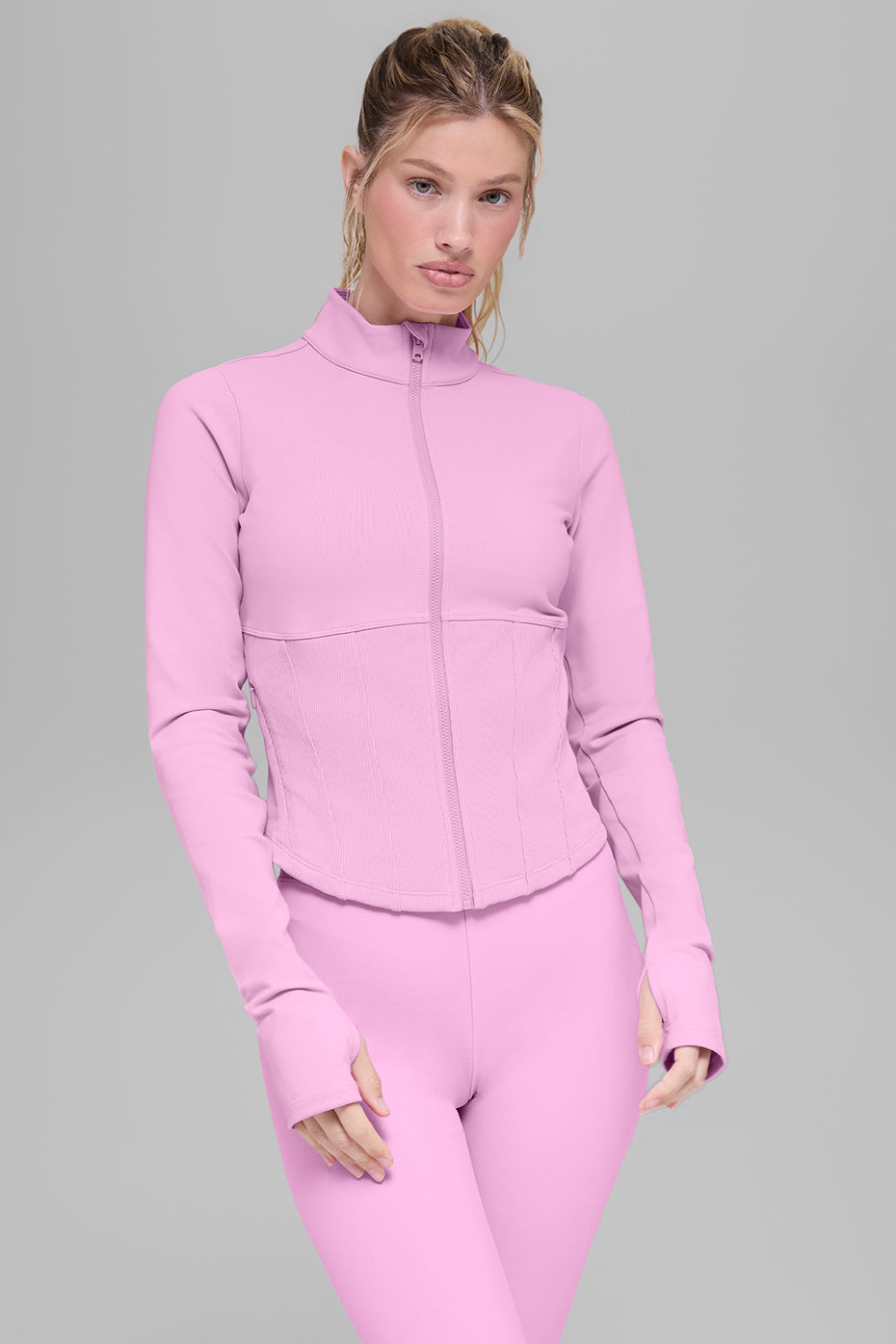 ALO ALO Airbrush Corset Full Zip Jacket with Thumbholes